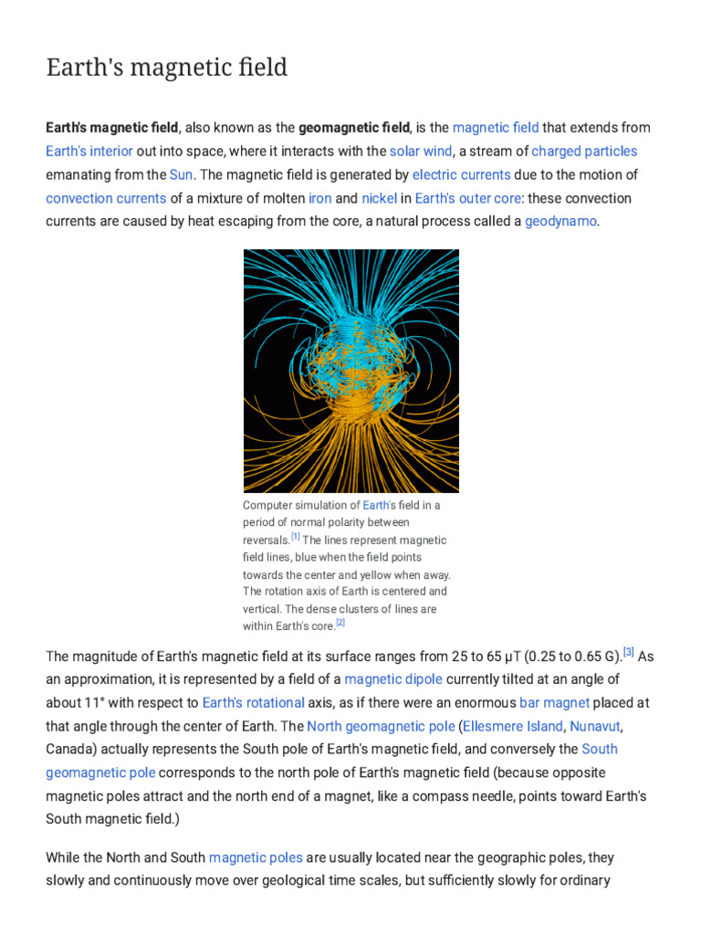 Earth's Magnetic Field - Wikipedia | PDF | Earth's Magnetic Field ...