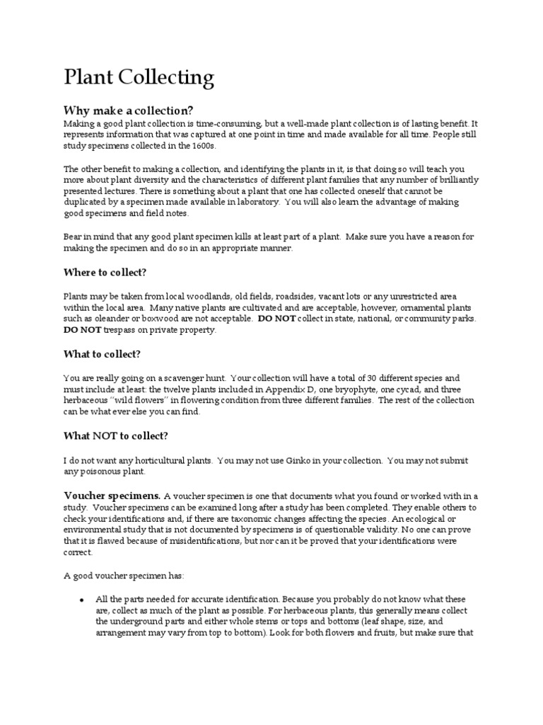 Plant Collecting: Why Make A Collection? | PDF | Trees | Adhesive
