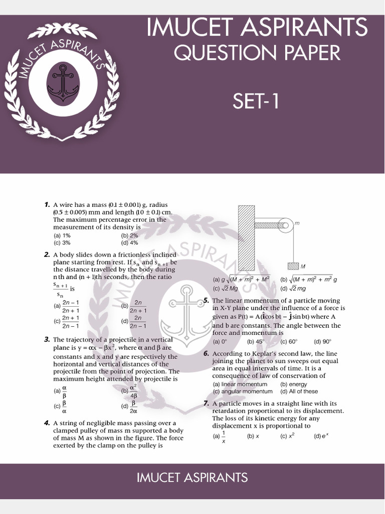IMUCET Sample Papers 3 | PDF