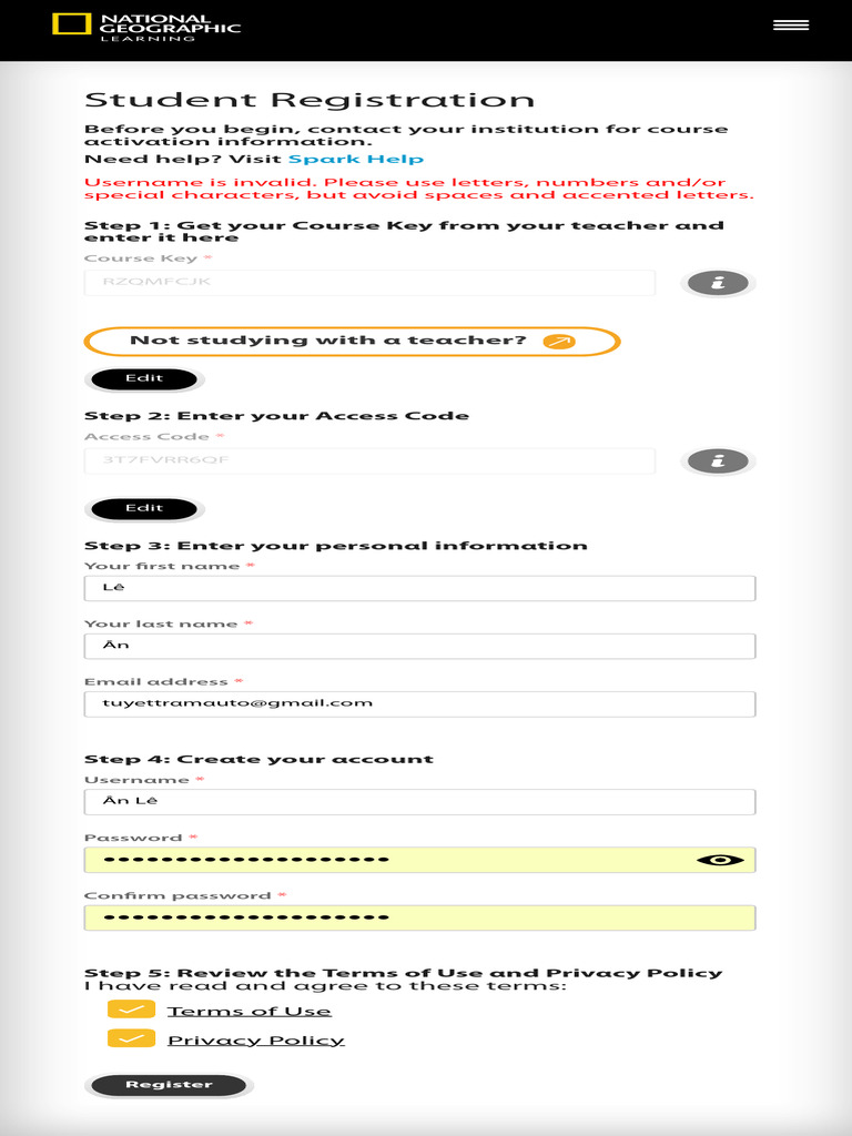 National Geographic Course Registration Guide | PDF