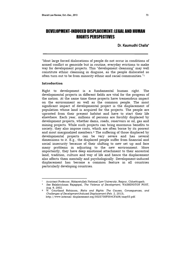 Legal Perspectives on Displacement in India | PDF | Internally ...