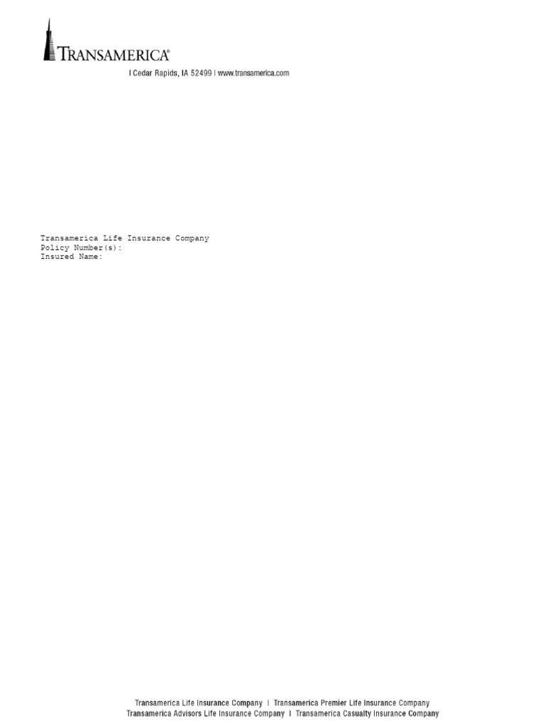 Transamerica Payment Authorization Form | PDF | Insurance | Life Insurance