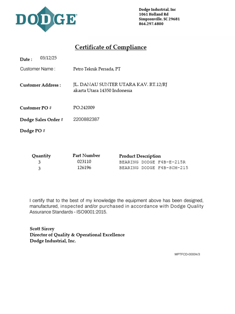 Certificate Dodge Coc | PDF