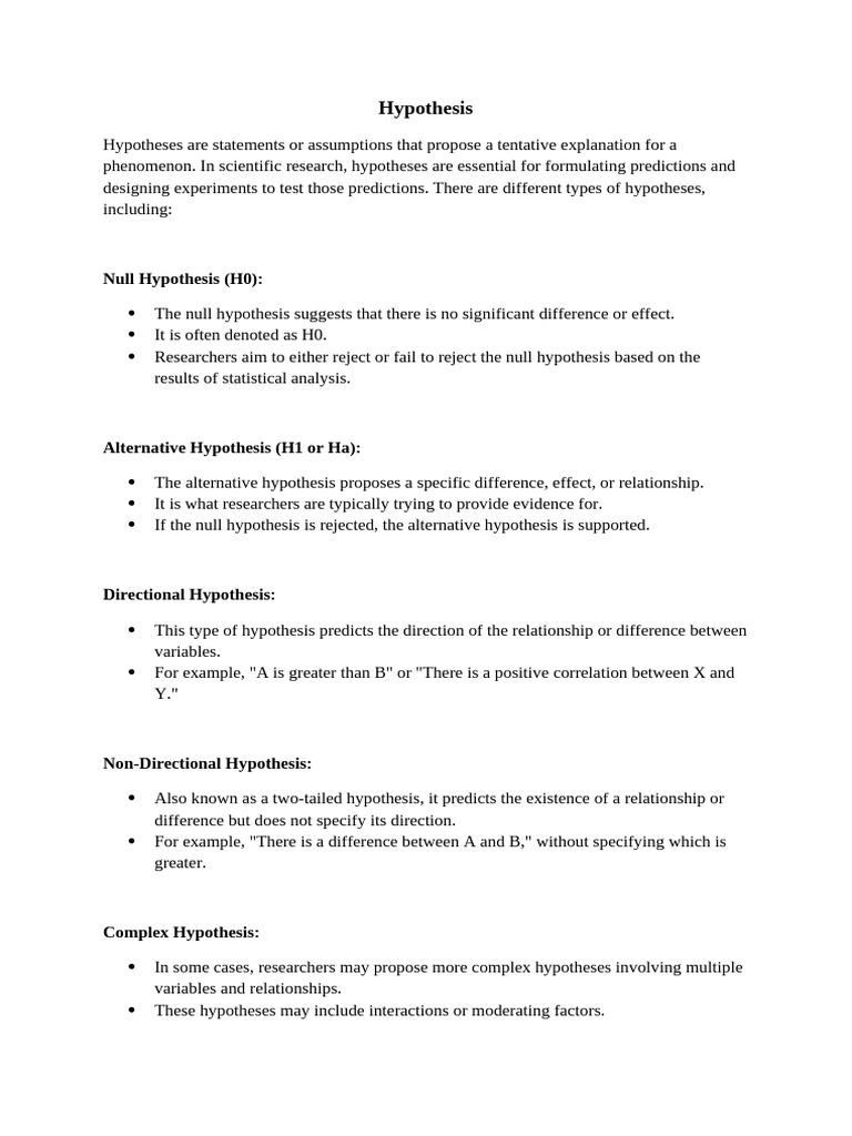 Understanding Hypotheses and Testing | PDF | Hypothesis | Null Hypothesis