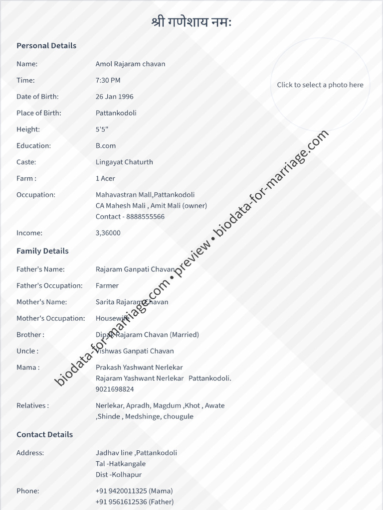 Amol Rajaram Chavan's Biodata | PDF
