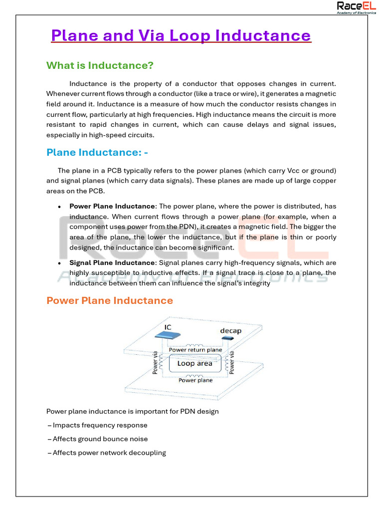 Plane and Via Loop Inductance | PDF | Inductance | Printed Circuit Board