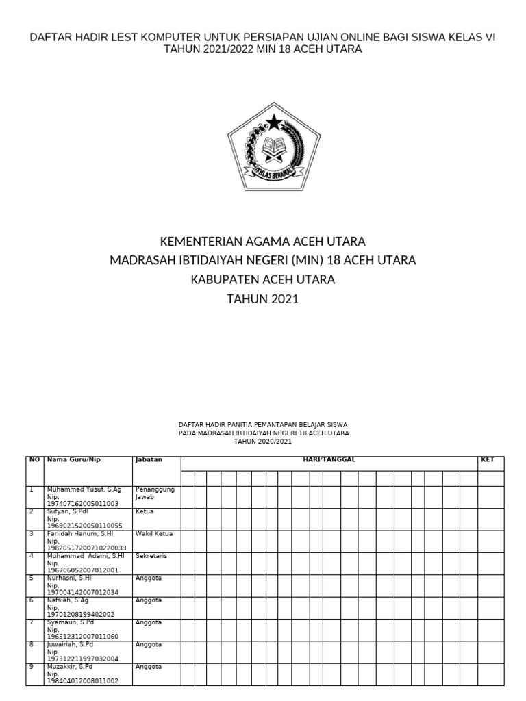 Absensi Pembina Kegiatan Ekstrakurikuler Ready | PDF