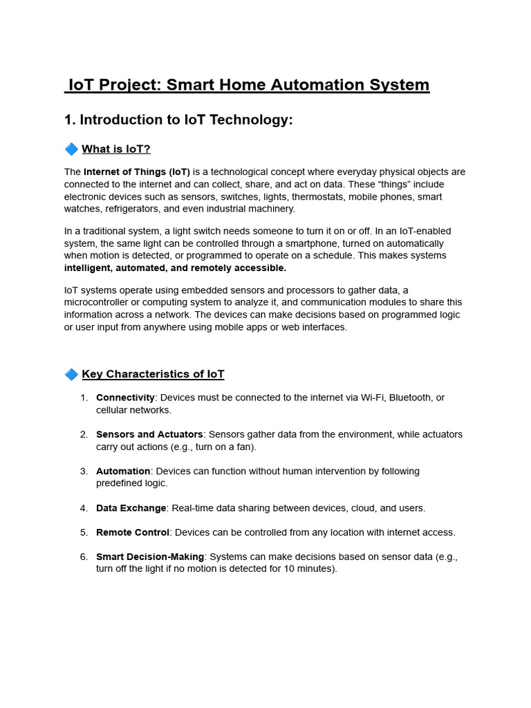 IoT Project - Smart Home Automation System | PDF | Internet Of Things ...