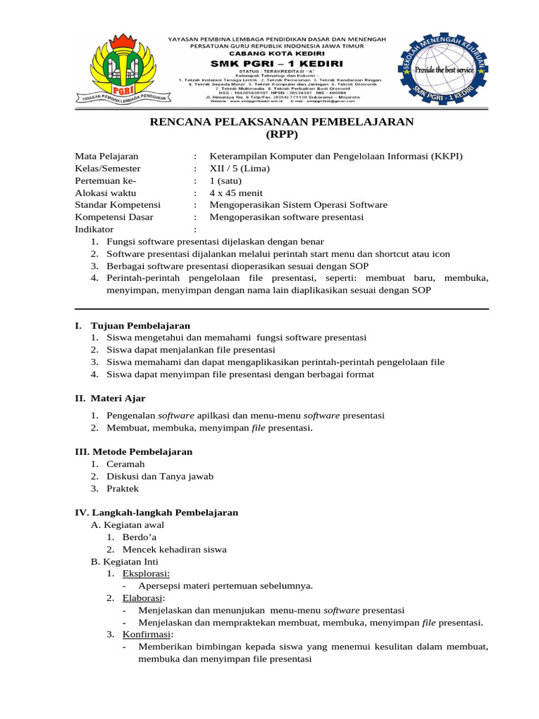 RPP Kkpi Kelas Xii 2018-2019 | PDF