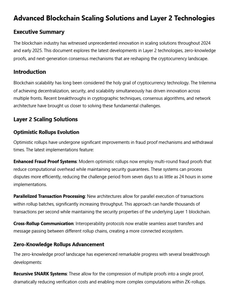 Advanced Blockchain Scaling Solutions and Layer 222 Technologies | PDF ...