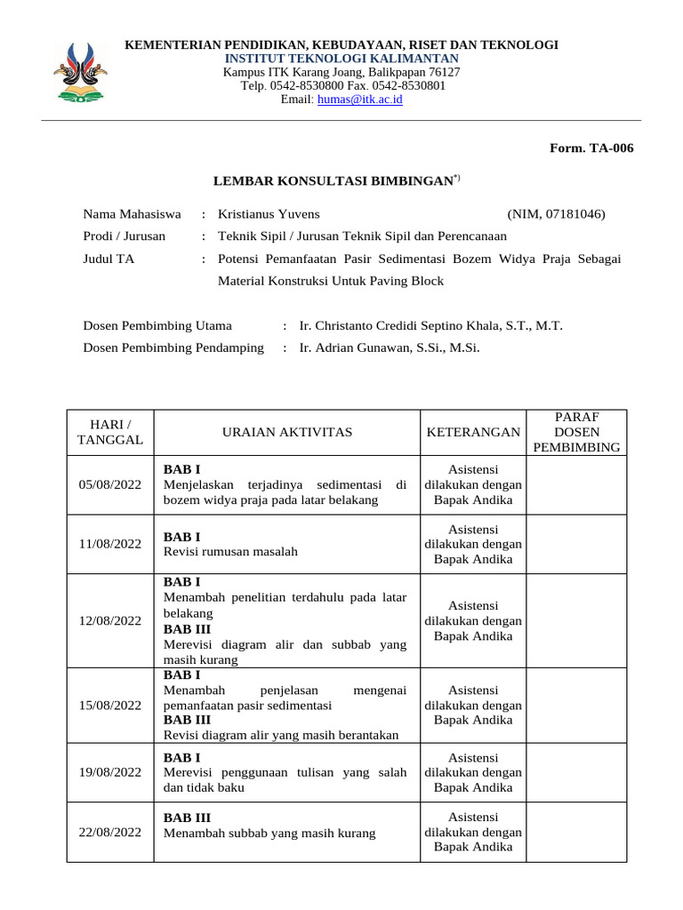 Form 006 (Lembar Asis) | PDF