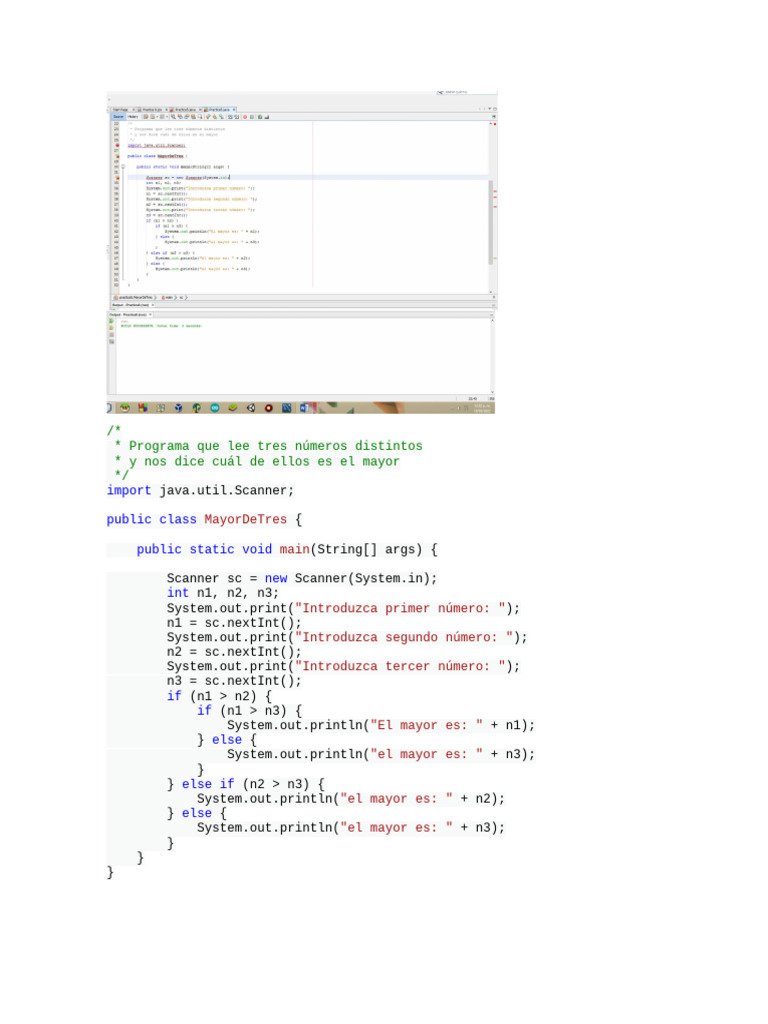 Practica 3 Mayor de Tres Numeros | PDF