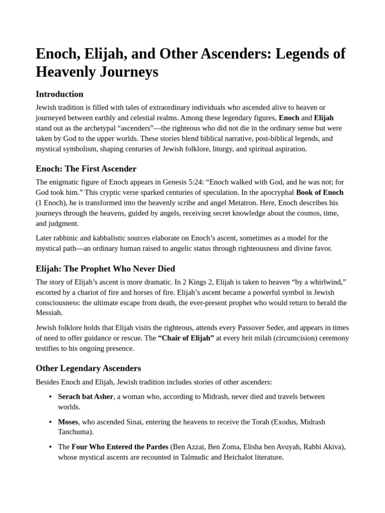 Enoch, Elijah, and Other Ascenders: Legends of Heavenly Journeys | PDF ...