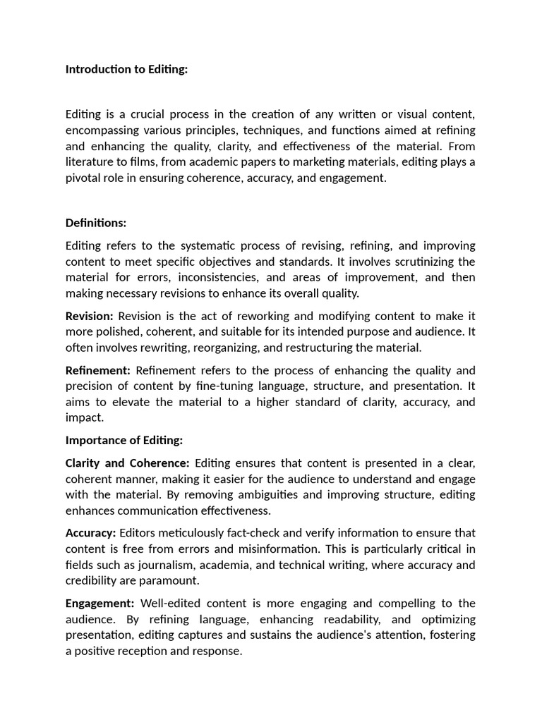 News Processing and Editing Notes - All Unit | PDF | Infographics | Editing