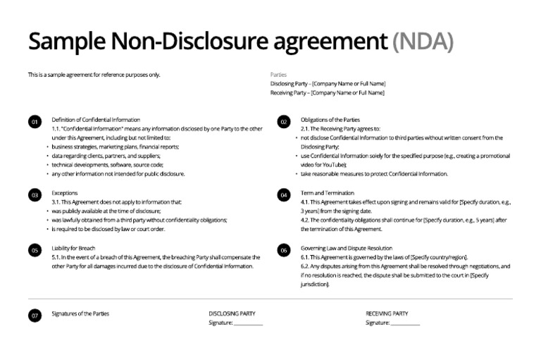 Sample NDA Template for Reference | PDF | Non Disclosure Agreement ...