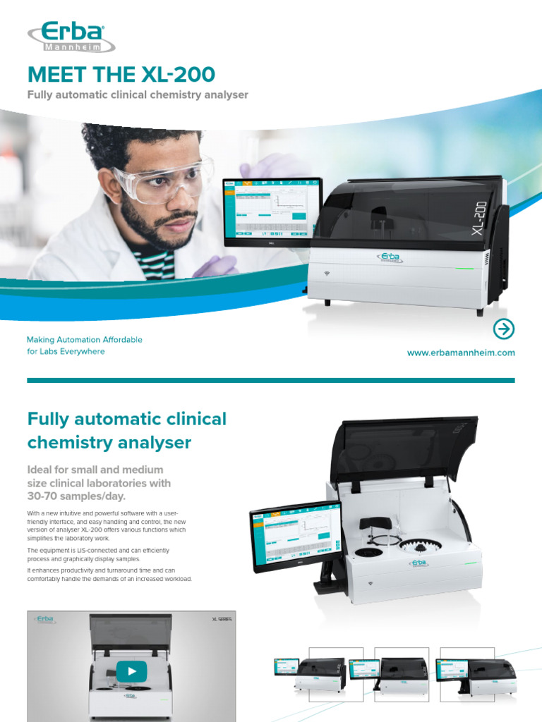 Erba XL-200 Brochure WEB | PDF | Litre | Blood Plasma