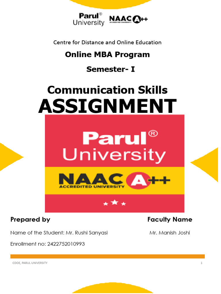 Communication Skills Assignment MBA Sem1 | PDF | Communication | Collaboration
