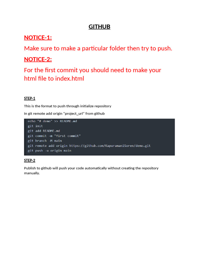 Github and Deployement Steps | PDF
