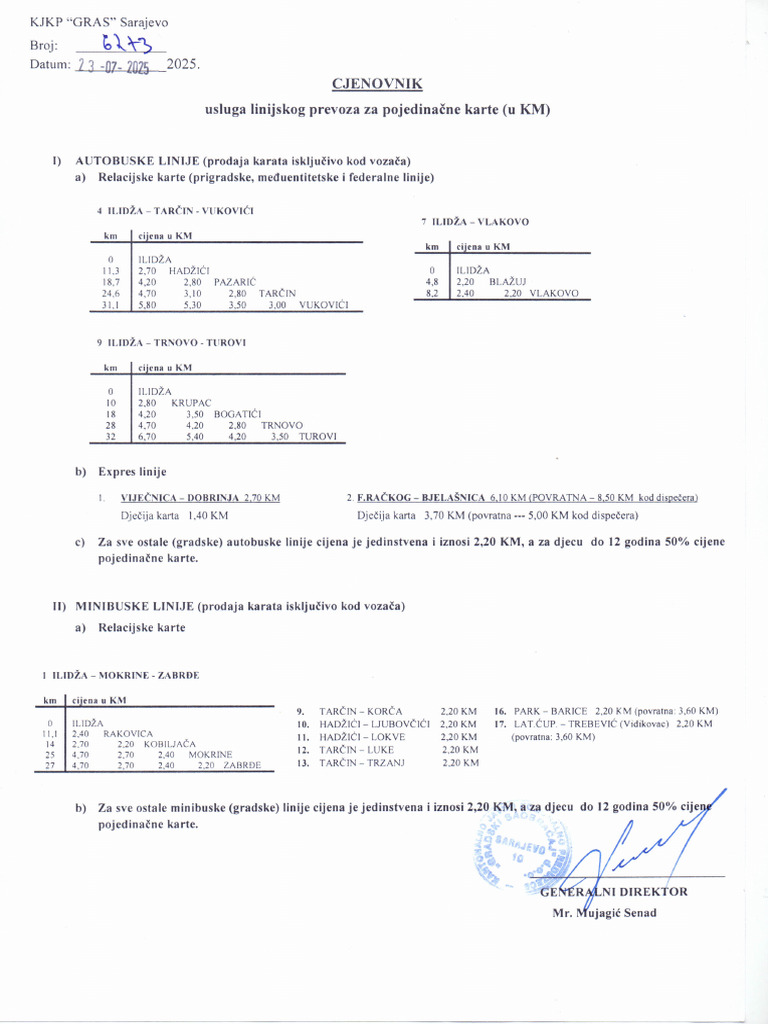Cjenovnik Relacijski 1 | PDF