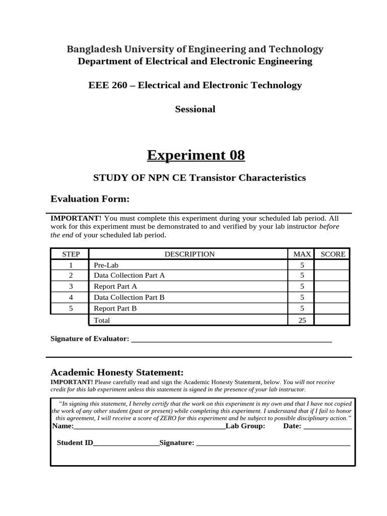 Exp08 - Study of NPN CE Transistor Characteristics | PDF | Bipolar ...