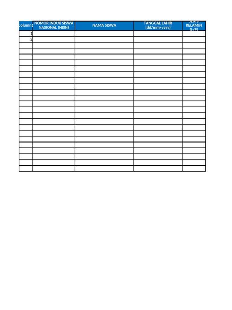 Contoh Template Data Siswa | PDF