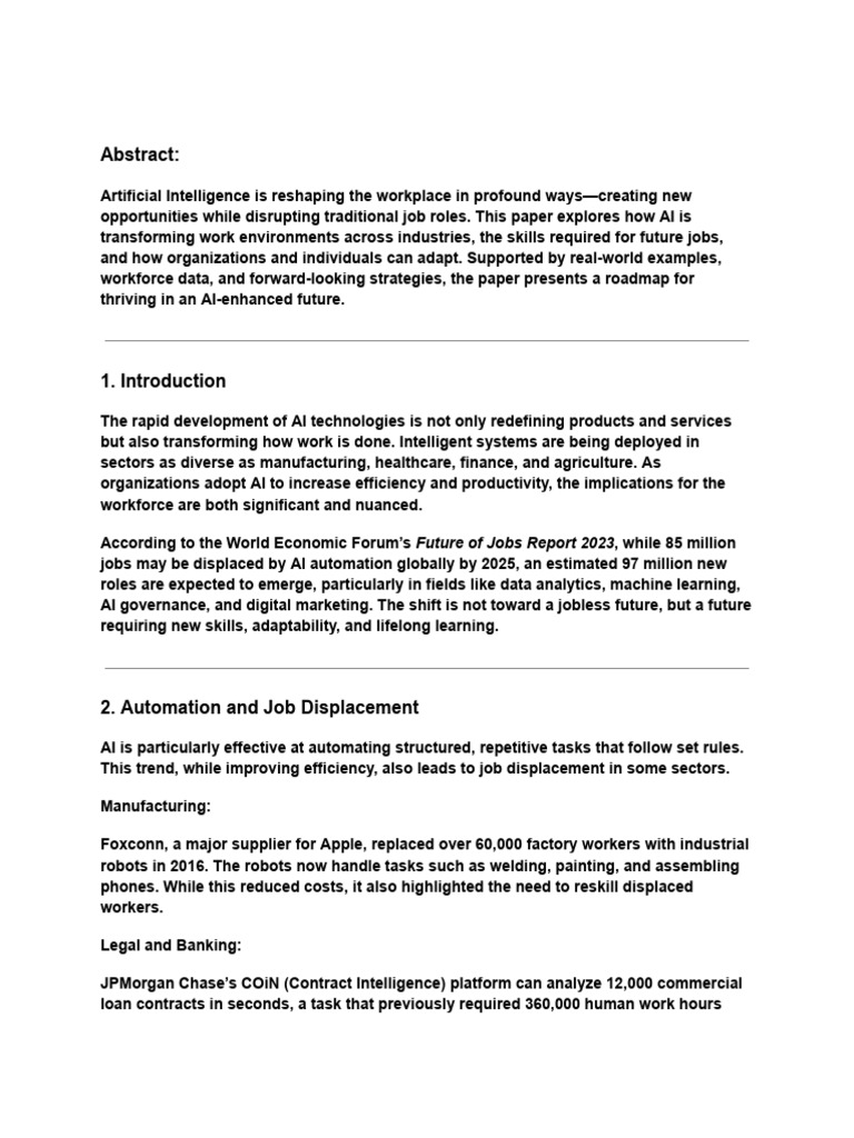Ai In The Workplace Preparing For The Future Of Jobs Pdf