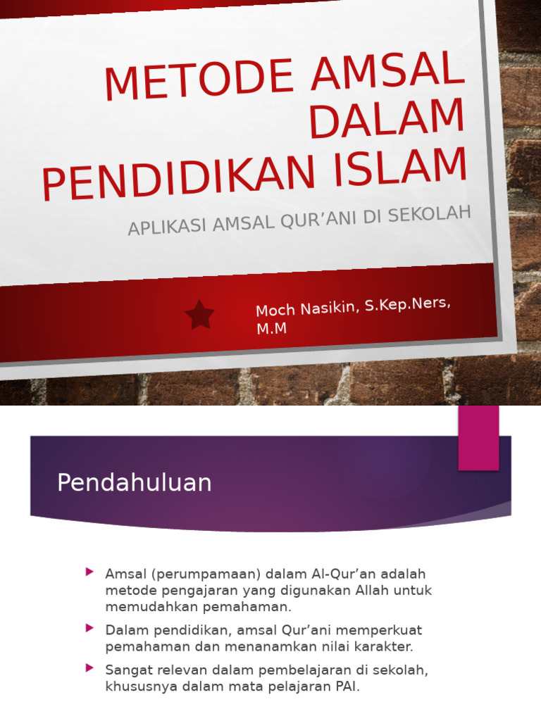 Aplikasi Metode Amsal Qur'ani di Sekolah | PDF