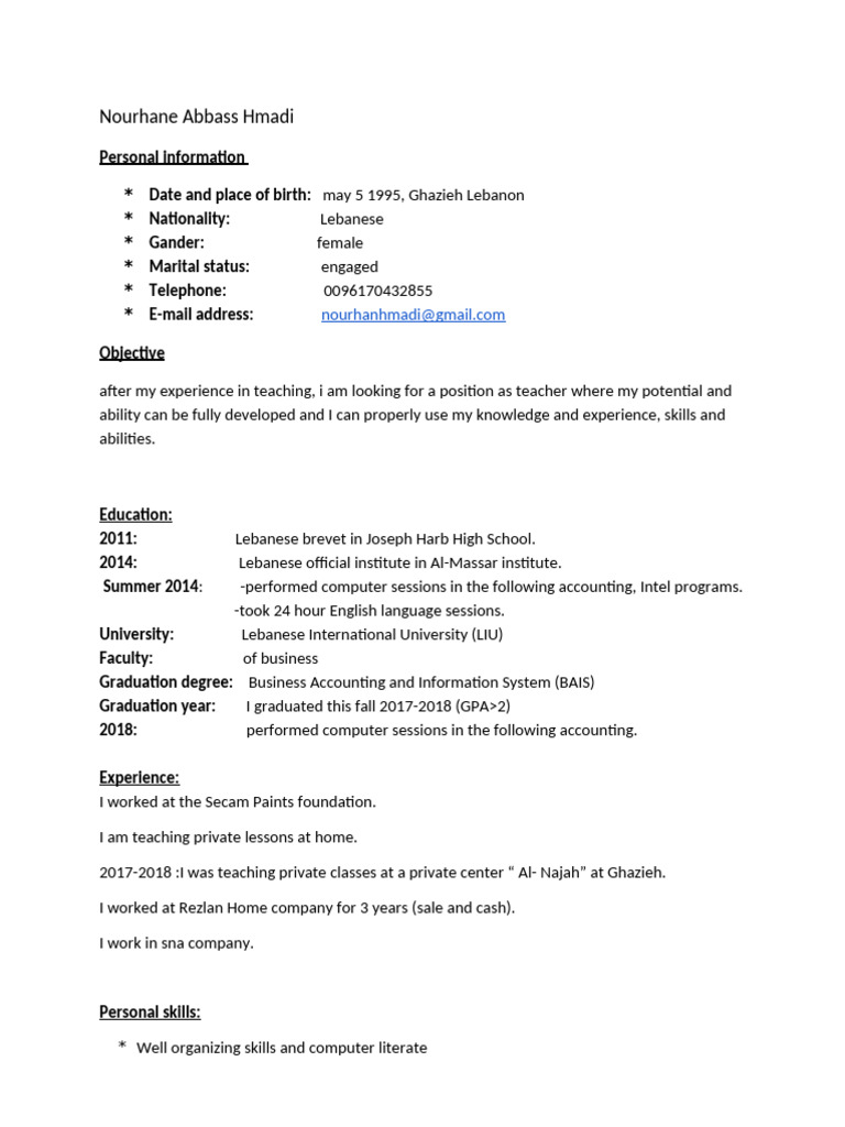 Nourhane Abbass Hmadi | PDF