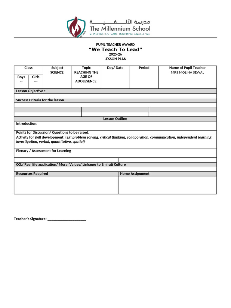 Science Lesson Plan: Adolescence Topic | PDF