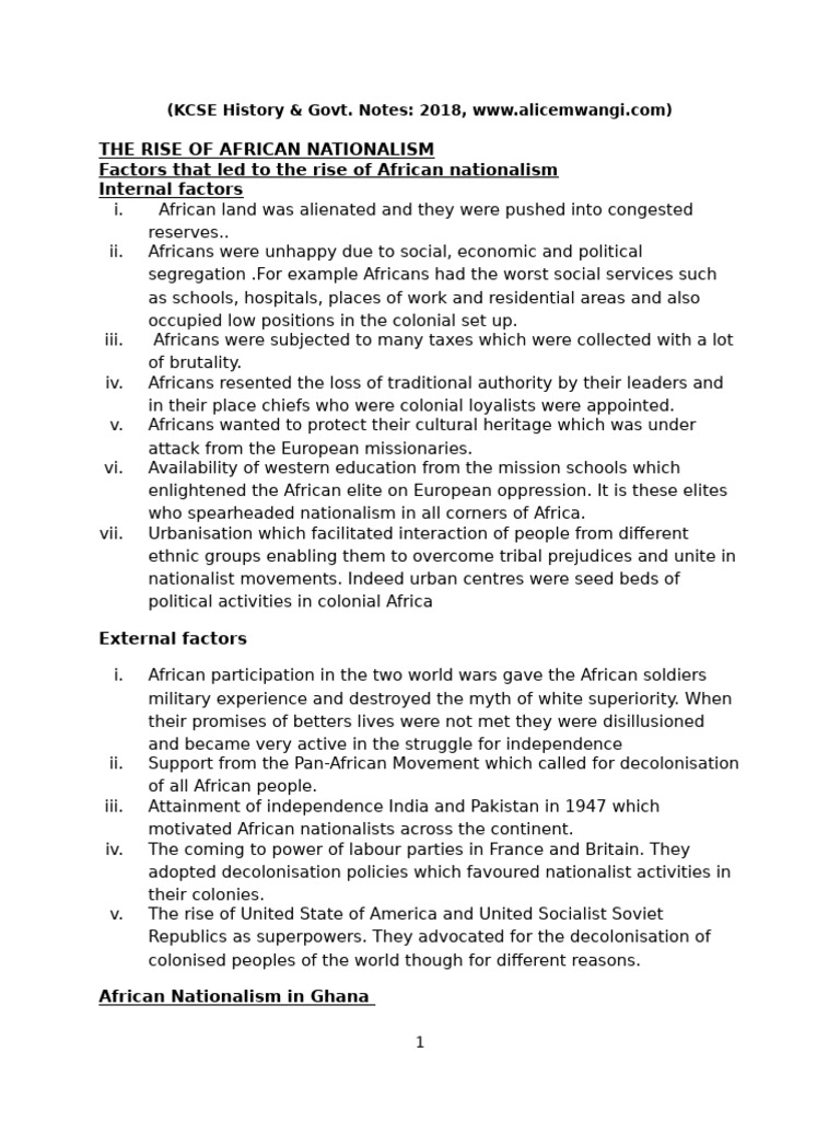 The Emergence and Rise of Nationalism in Africa | PDF | African ...