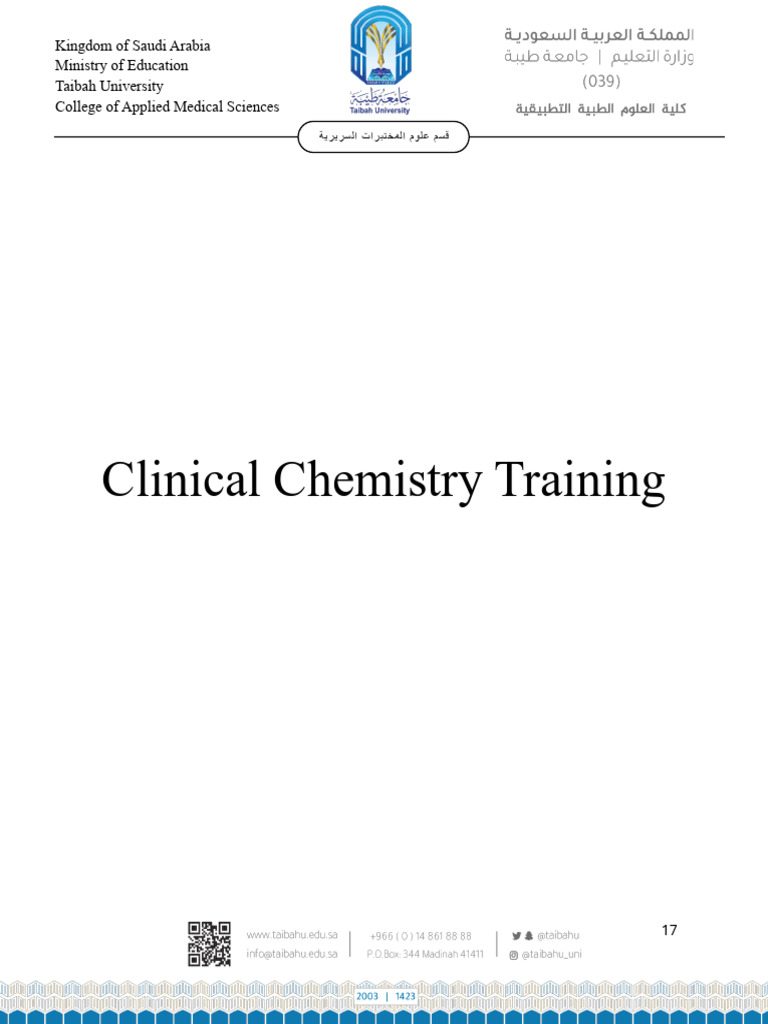 Clinical Chemistry Training | PDF | Medicine