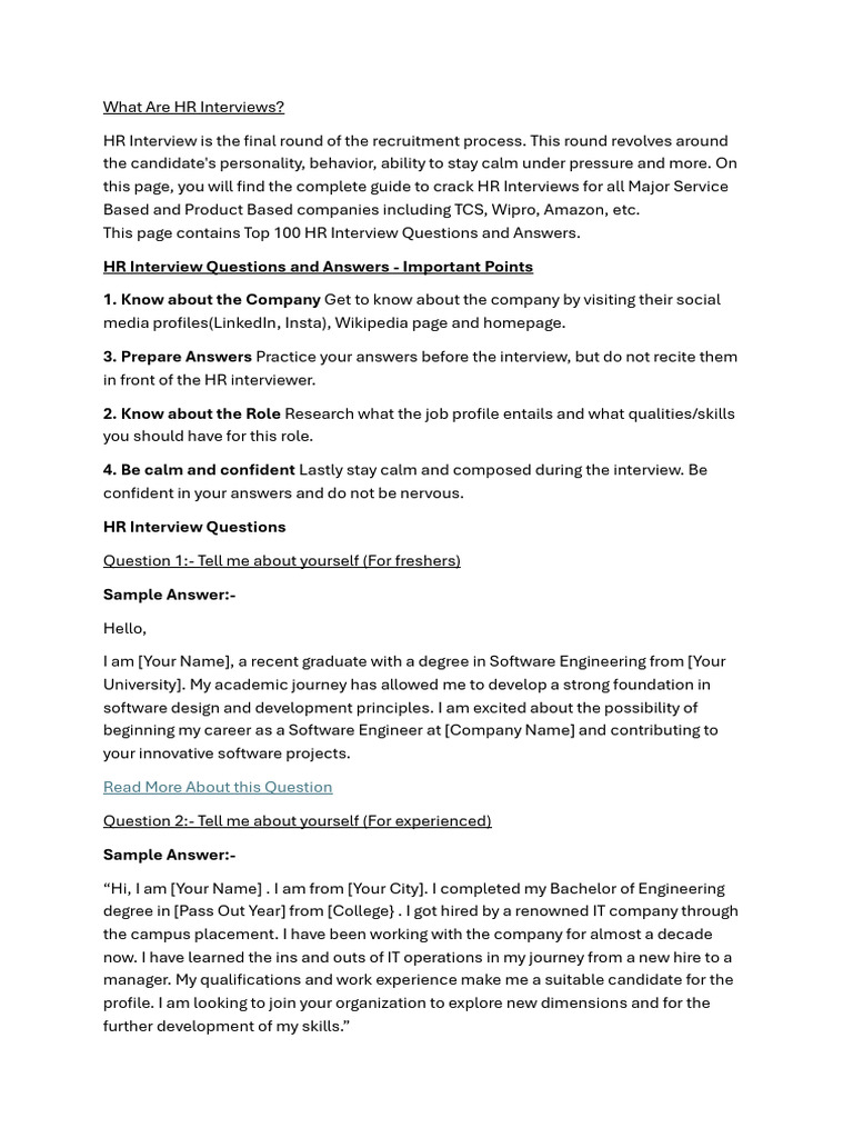 Accenture HR Interview Questions | PDF | Body Language | Skill