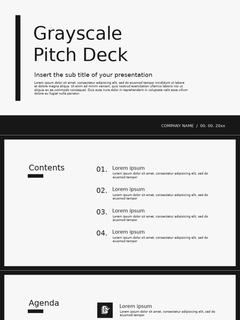 Minimalist Grayscale Pitch Deck Template | PDF | Tullii