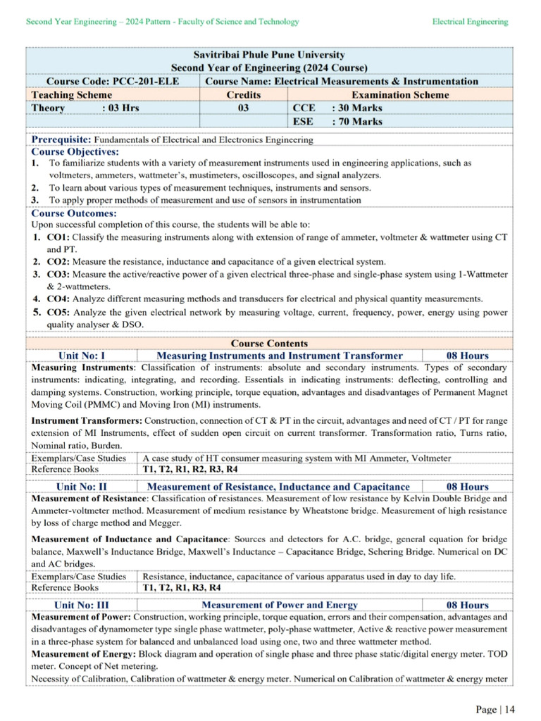 Electrical Measurements & Instrumentation | PDF