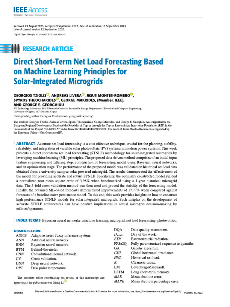 Direct Short Term Net Load Forecasting Based On ML Principles For ...
