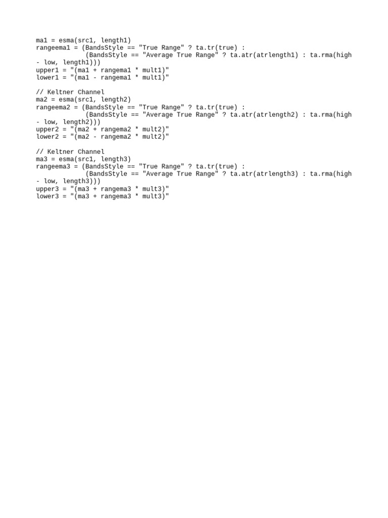 Keltner Channel Calculation Script | PDF