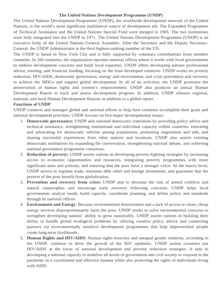 The United Nations Development Programme | PDF | United Nations Development Programme | Poverty