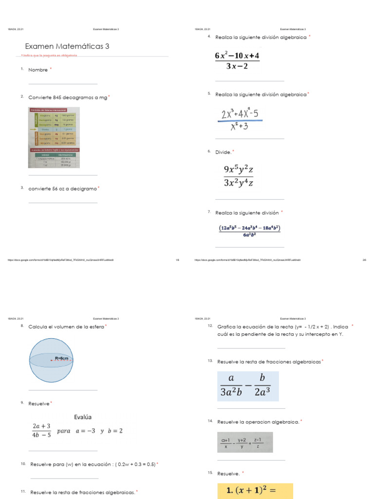 B4 Matemáticas 3 - Formularios de Google | PDF | Matemáticas | Matemática Elemental