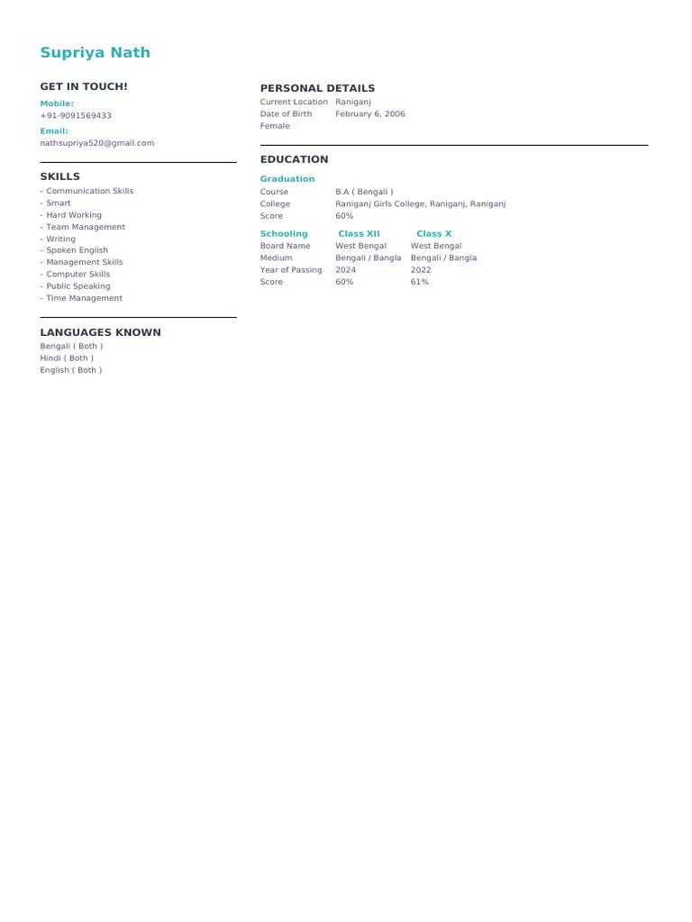 Supriya Nath Resume-5 | PDF