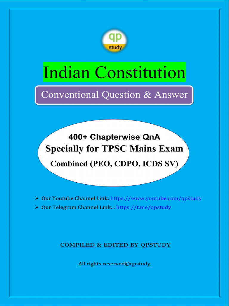 Indian Constitution Conventional QnA | PDF