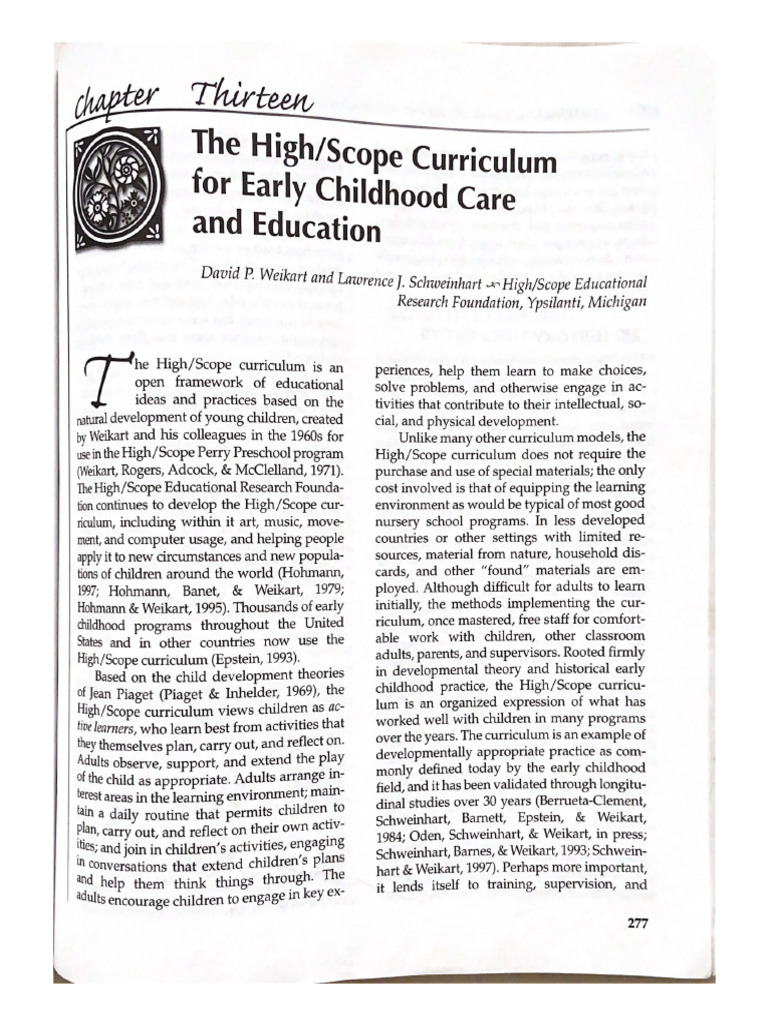 Highscope in Roopnarine Johnson | PDF