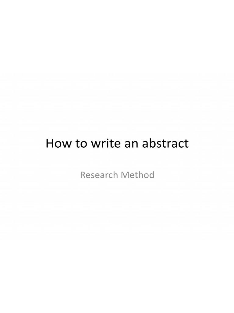 How To Write An Abstract | PDF