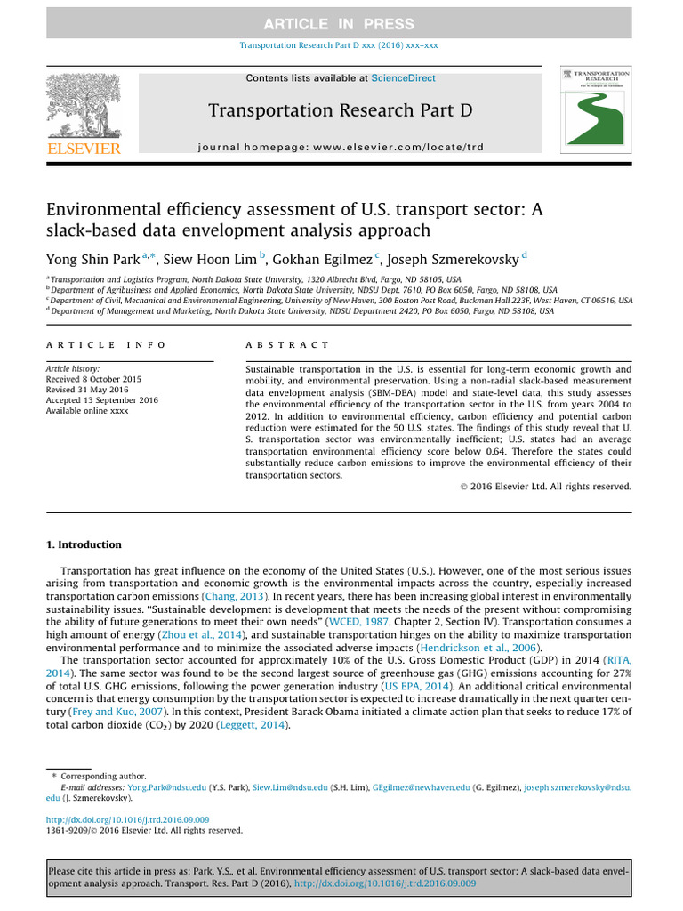 Transportation Research Part D: Yong Shin Park, Siew Hoon Lim, Gokhan ...