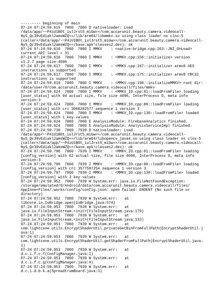Com - Accarunit.beauty - Camera.videocall Logcat | PDF | Java (Programming Language) | Computing ...