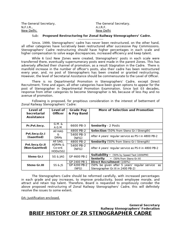Restructuring Proposal for Railway Stenographers | PDF | Phonetics ...
