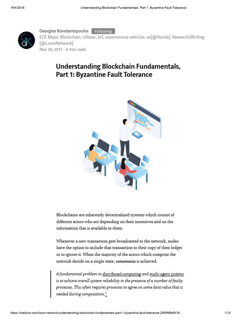 Understanding Blockchain Fundamentals, Part 1 - Byzantine Fault Tolerance | PDF | Distributed ...
