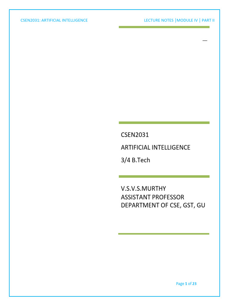 Csen2031 Ai Module-IV Notes (Part-2) - 1-1 | PDF | Interpretation ...