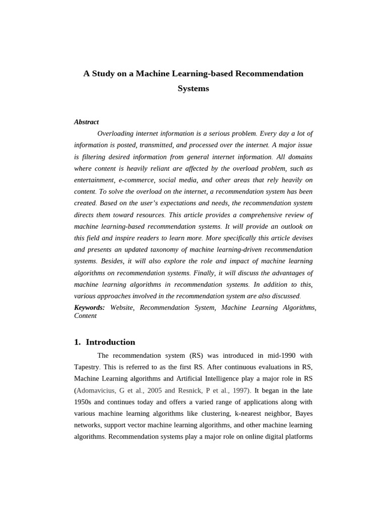 A Review of Machine Learning Based Recommendation System For Web Site After English Corrections ...