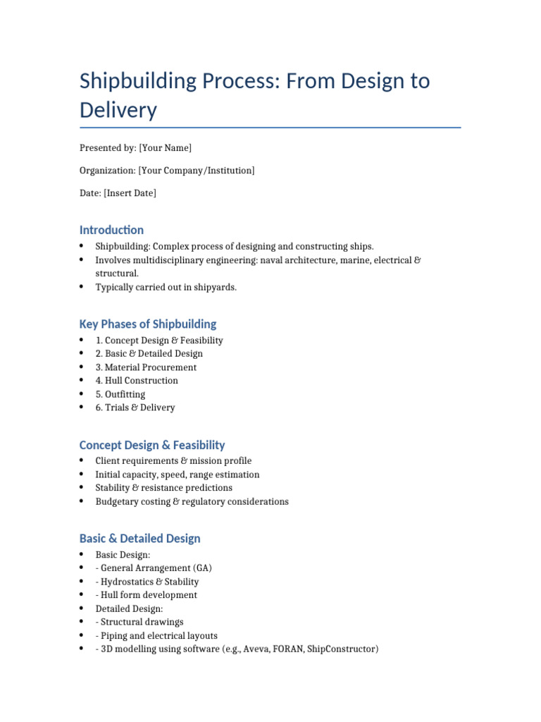 Shipbuilding Process Presentation | PDF | Hull (Watercraft) | Shipbuilding