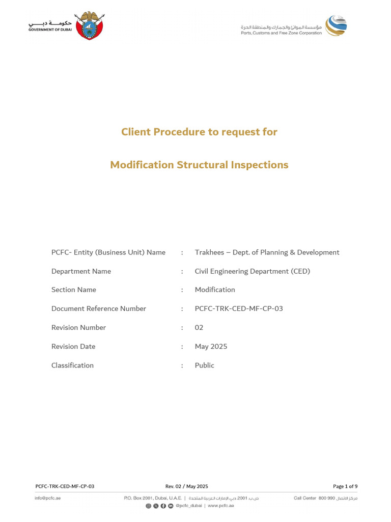 PCFC-TRK-CED-MF-CP-03, Requesting For Modification Structural Inspections | PDF